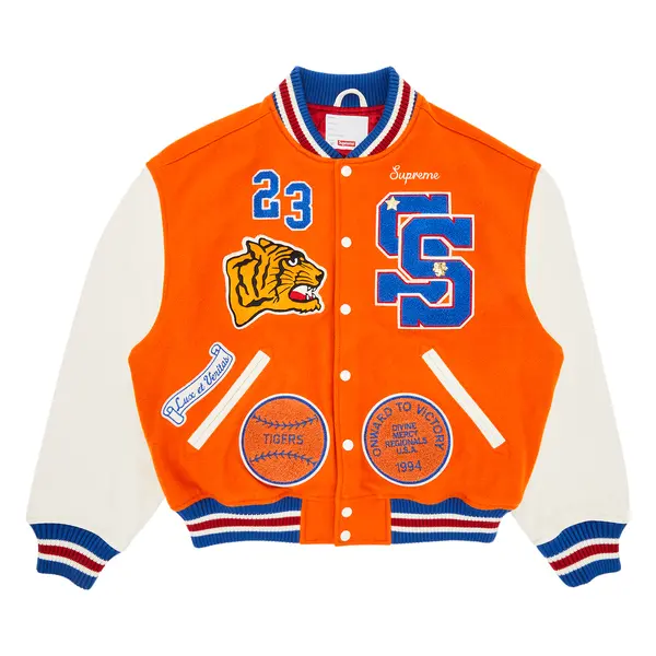 Supreme Tiger Varsity Jacket - Orange