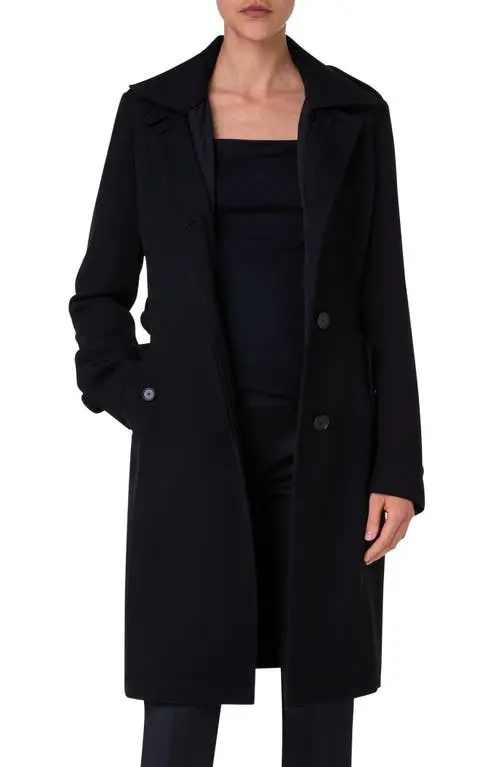 Akris Wool Tricotine Trench Coat