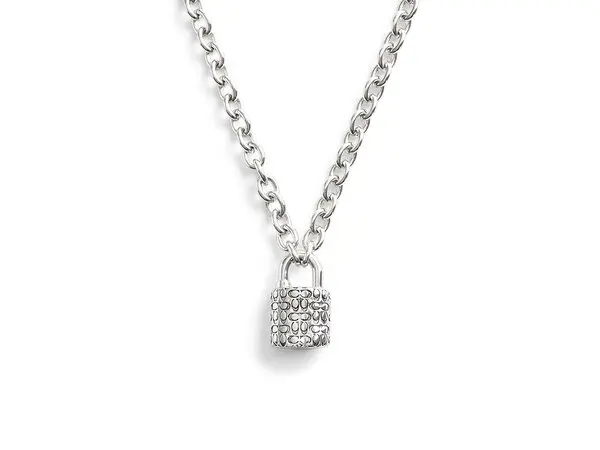 Coach Signature Quilted Padlock Pendant Necklace - Silver | Editorialist