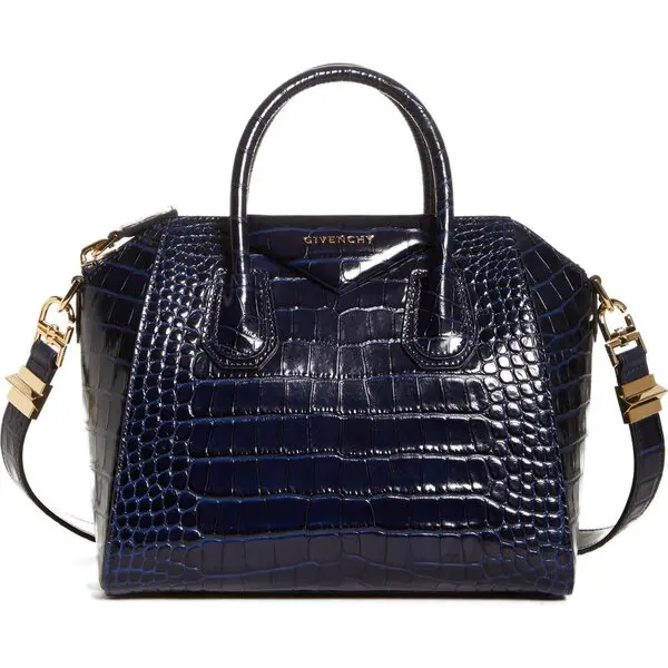 Givenchy Small Antigona Croc Embossed Calfskin Satchel