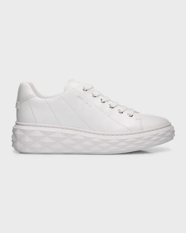 JIMMY CHOO Diamond Leather Low-top Sneakers - White