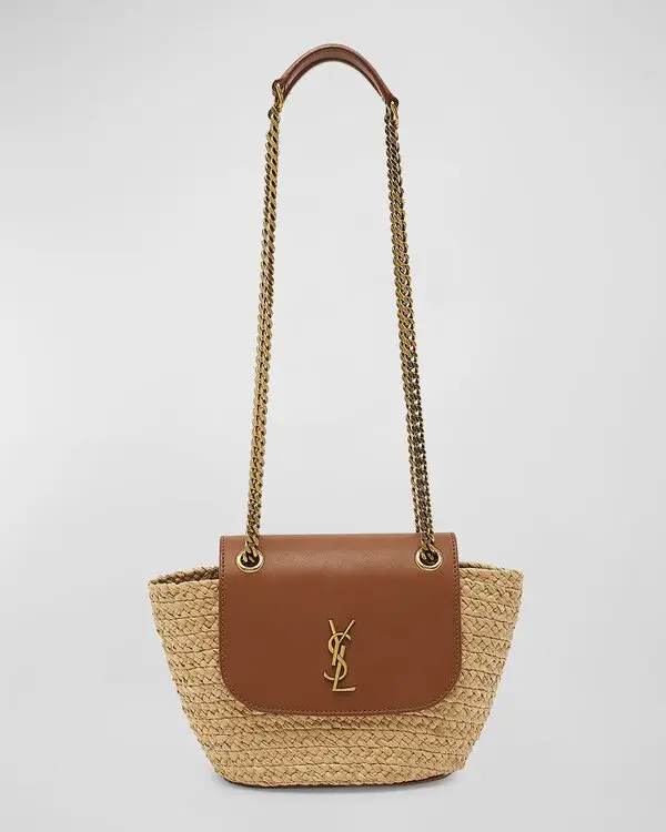 Saint Laurent Panier Mini Raffia Crossbody Bag - Natural/brick