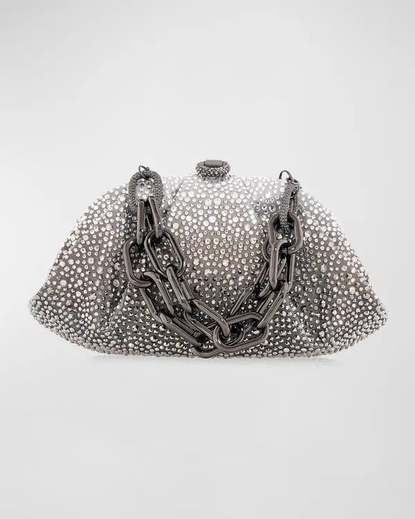 Judith Leiber Gemma Pleated Ombré Crystal Top-handle Bag - Ebonized Platinum