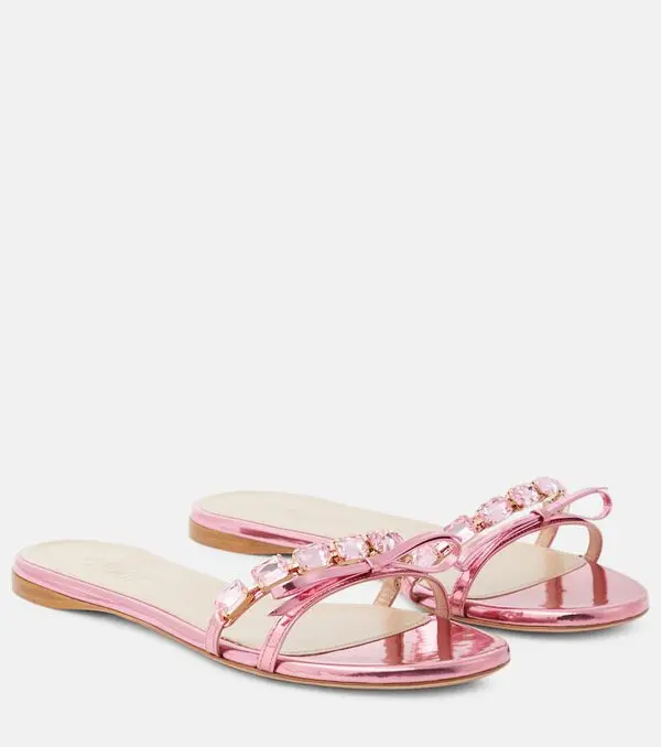 Giambattista Valli Embellished Mirrored Leather Sandals