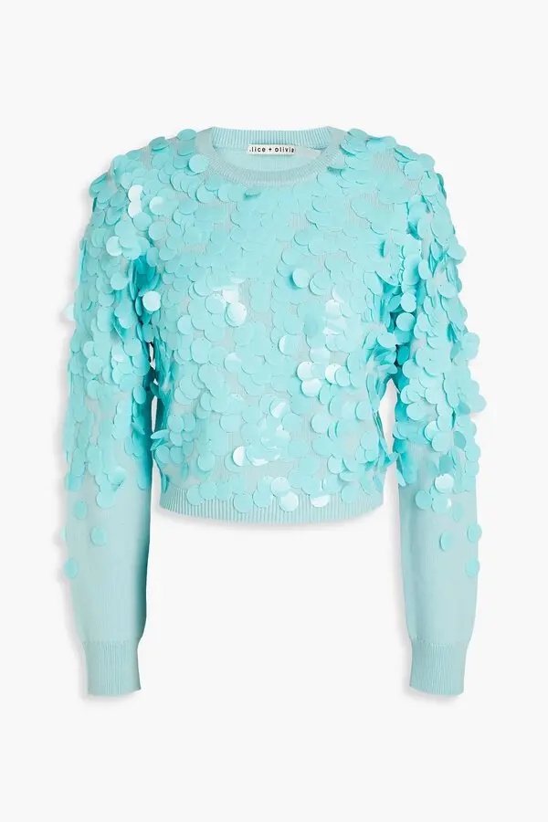 Alice + Olivia Sequined Cotton-blend Sweater