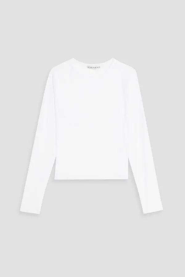 Alice + Olivia Delania Cropped Mesh Top - White