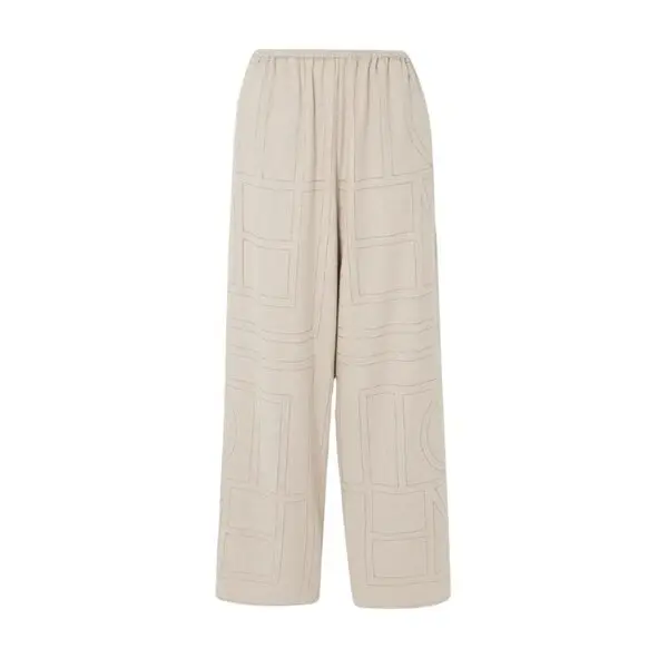 TOTÊME Net Sustain Embroidered Lenzing Modal-flannel Wide-leg Pants - Neutrals