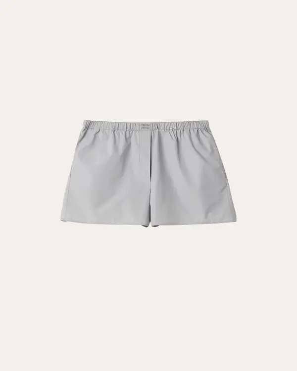 Miu Miu Elasticized Poplin Shorts - Alluminio