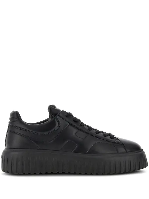 Hogan H-stripes Sneakers In Sheepskin Leather - Black