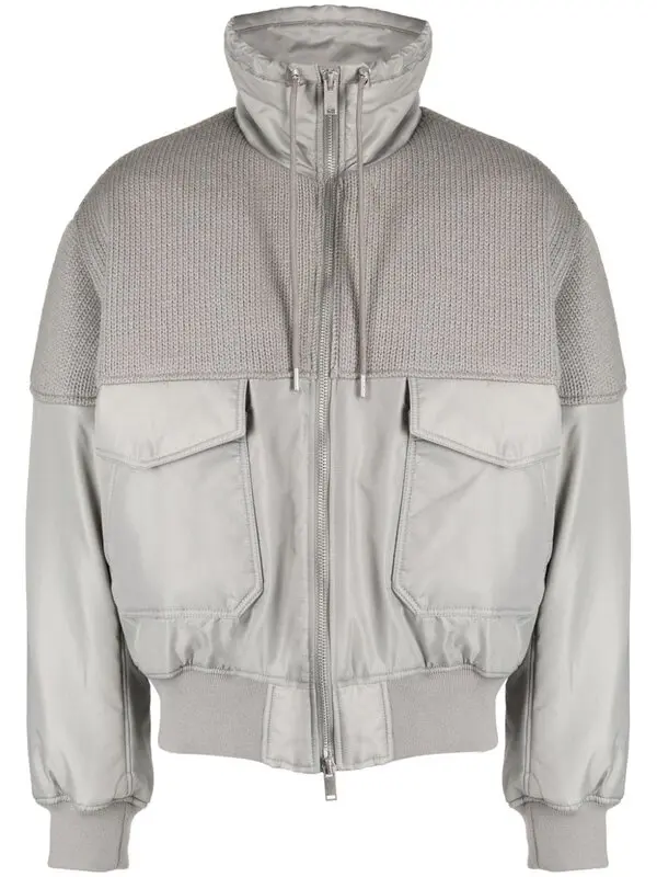 FIVE CM Logo-appliqué Knitted-panel Bomber Jacket