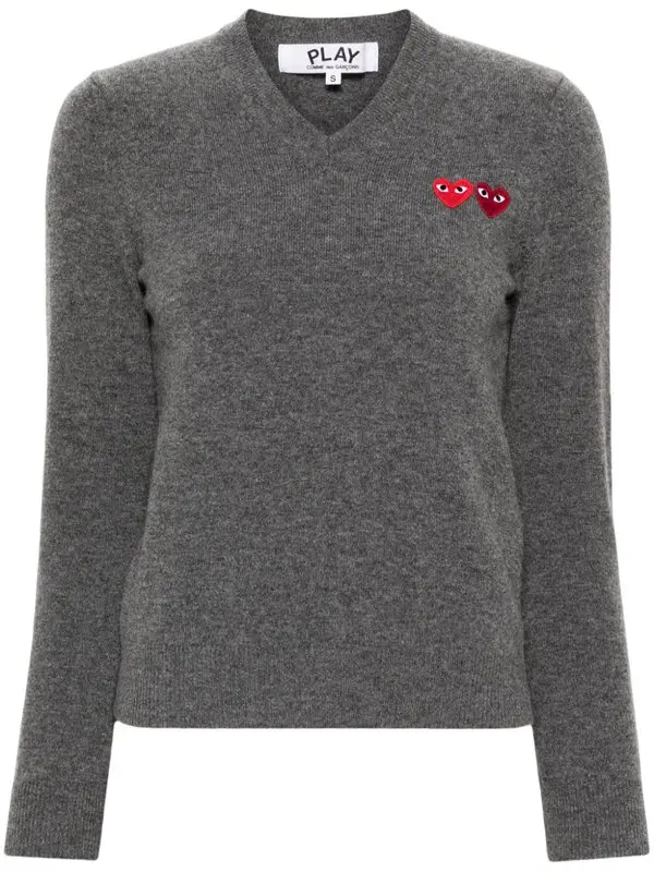 Play Comme Des Garcon Double Heart Wool Jumper