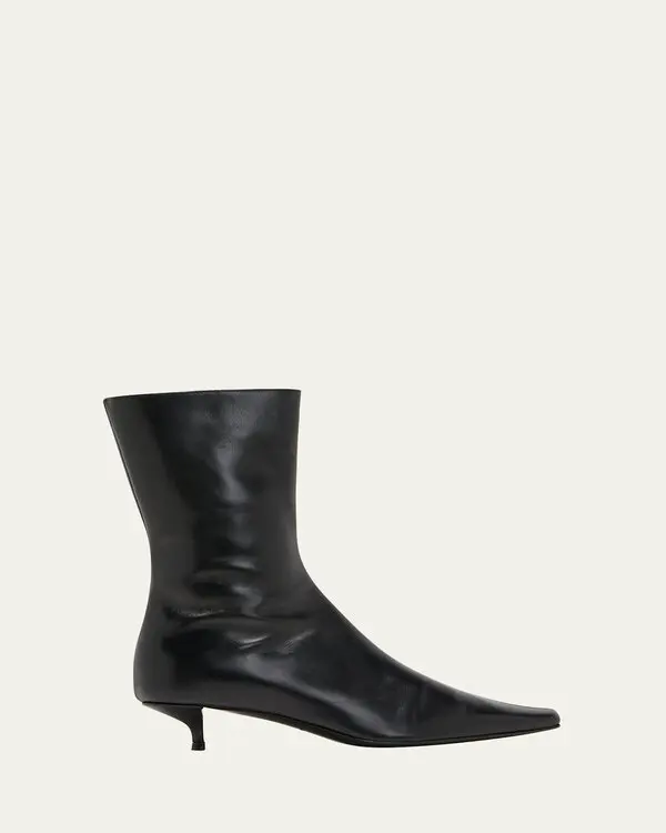THE ROW Shrimpton Leather Zip Ankle Boots - Black | Editorialist