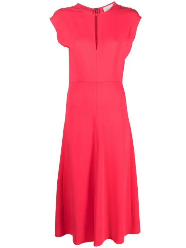 FORTE_FORTE Keyhole-neck Flared Midi Dress