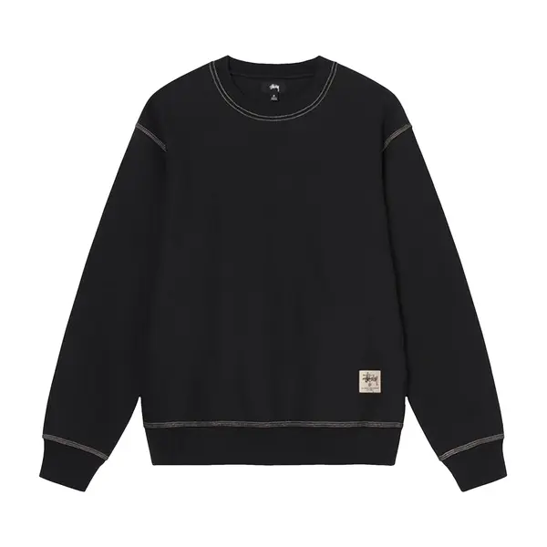 StÜssy Contrast Stitch Label Crew - Black