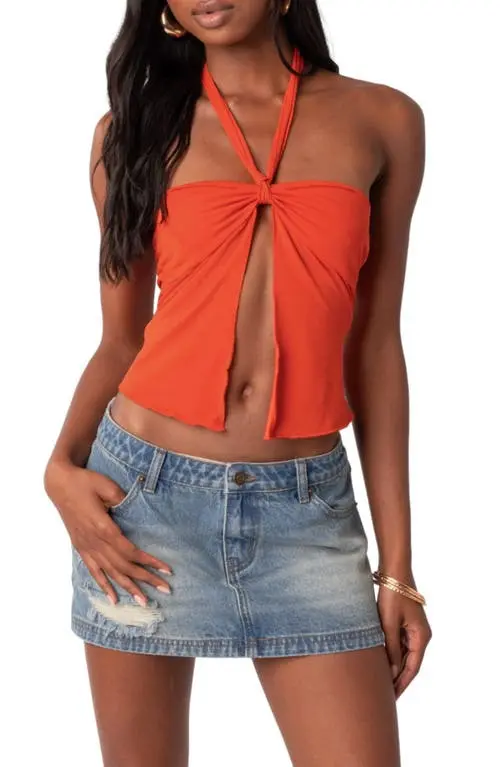 EDIKTED Julia Split Front Halter Top