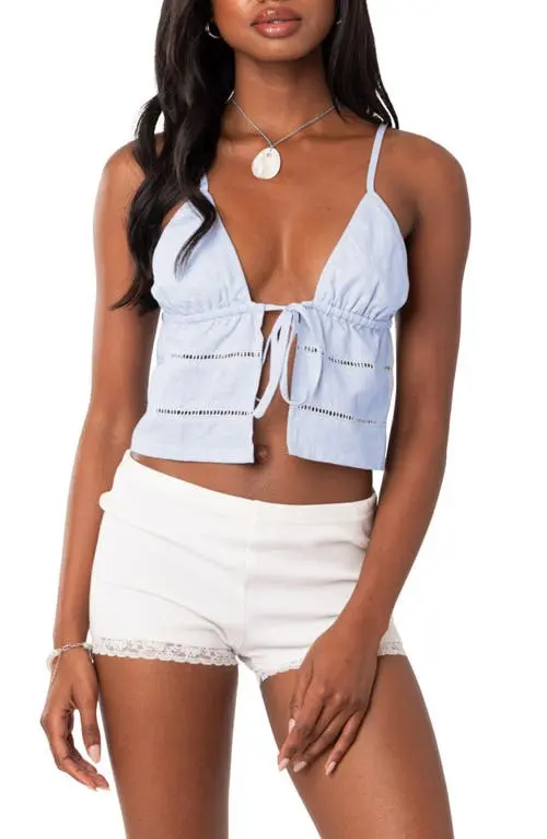 EDIKTED Candy Tie Front Camisole - Blue