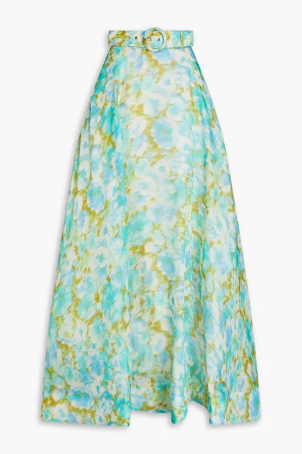 Zimmermann Belted Floral-print Maxi Skirt