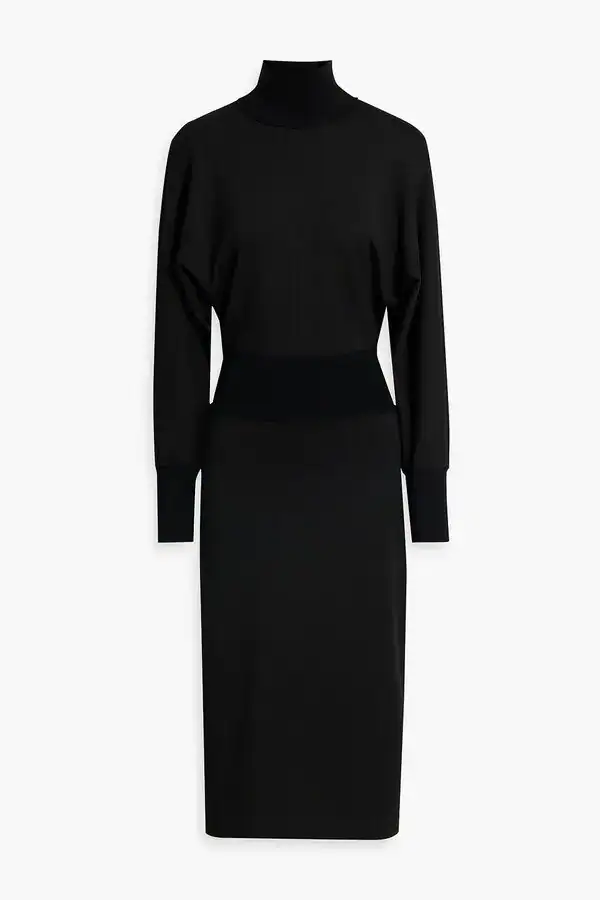 Theory Jersey Turtleneck Midi Dress In Black - 50% Off | Editorialist