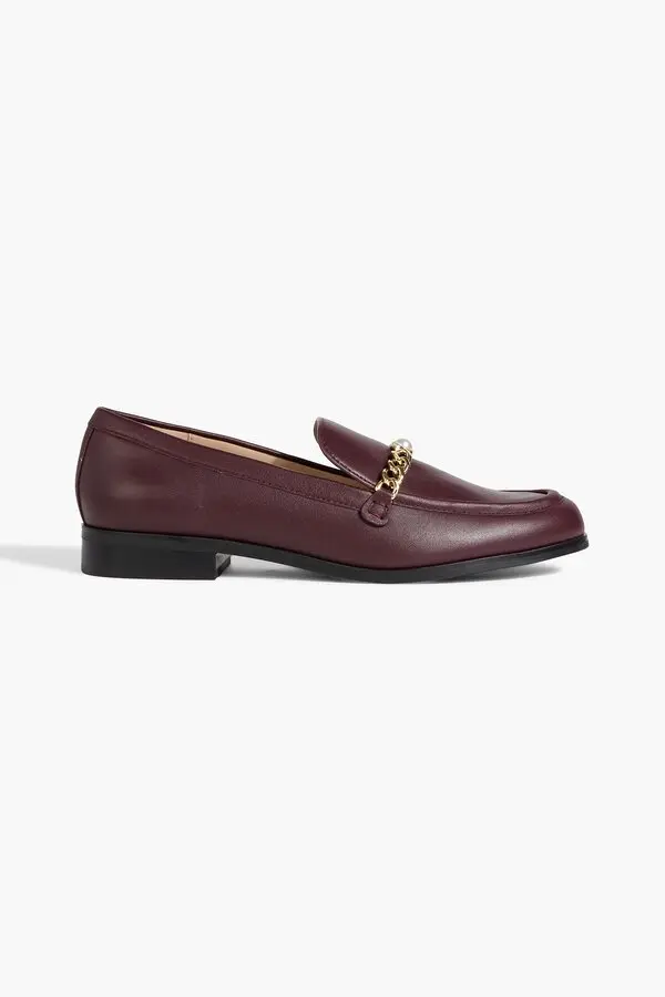 STUART WEITZMAN Owen Embellished Leather Loafers - Grape
