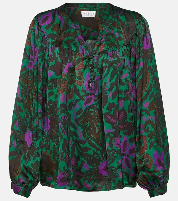 Velvet By Graham & Spencer Reeve Printed Satin Blouse