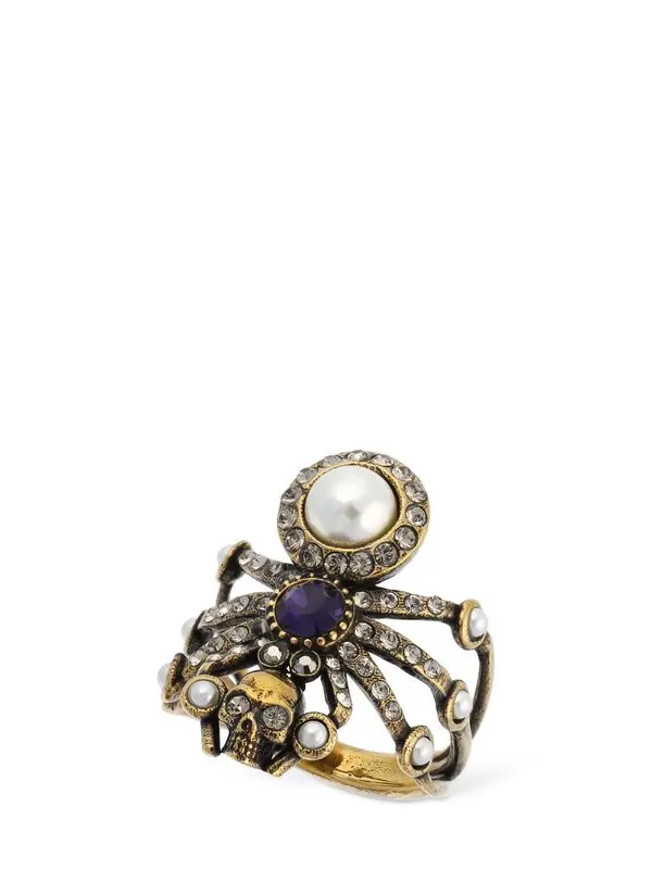 Alexander Mcqueen Spider Brass Ring Gold,Multi Editorialist