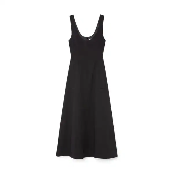 G. LABEL BY GOOP Cortes Round-neck Full Dress - Black | Editorialist