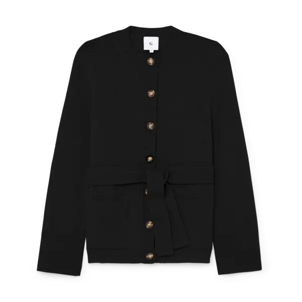 G. LABEL BY GOOP G. Label Fine Knit Wool Cardigan - Black