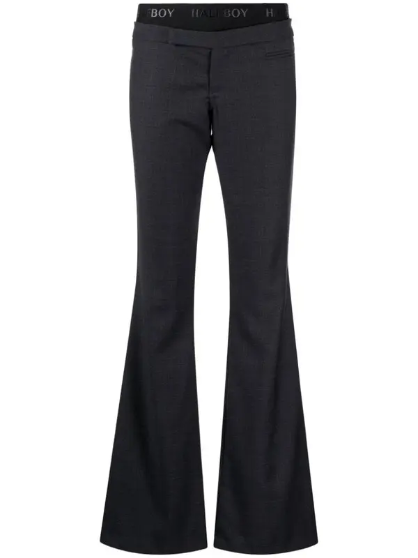 HALFBOY Logo-waistband Flared Trousers - Grey