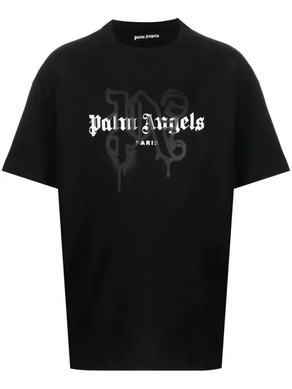 Palm Angels Paris Monogram-print T-shirt - Black