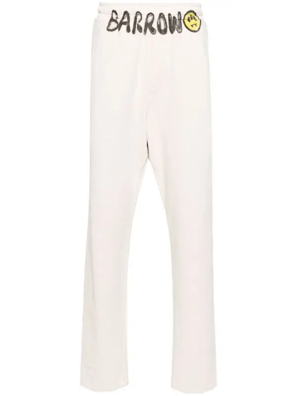 BARROW Logo-print Cotton Track Pants - Neutrals