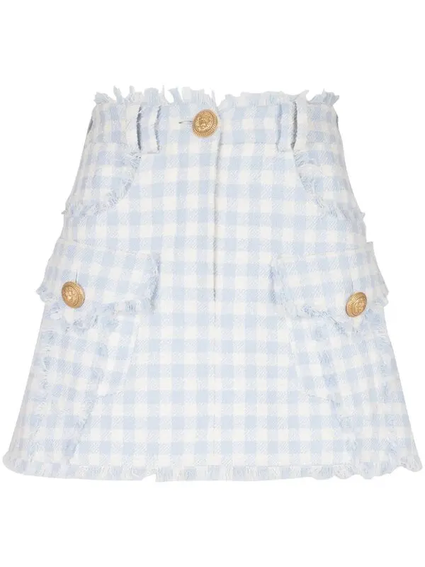 Balmain Gingham A-line Miniskirt