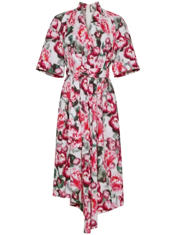 Adam Lippes Floral-print Asymmetric Midi Dress