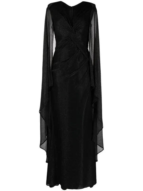Talbot Runhof Metallic V-neck Gown - Black
