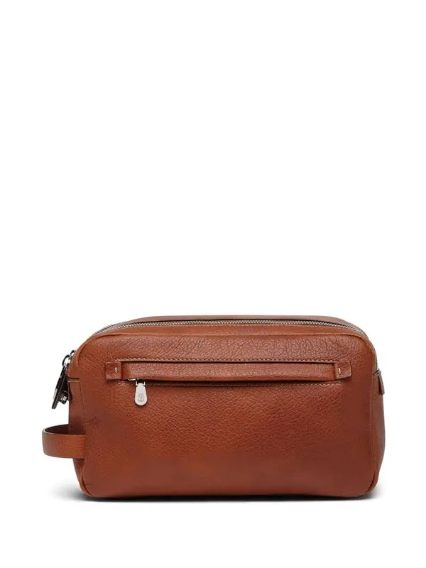 Brunello Cucinelli Grained-leather Wash Bag - Brown