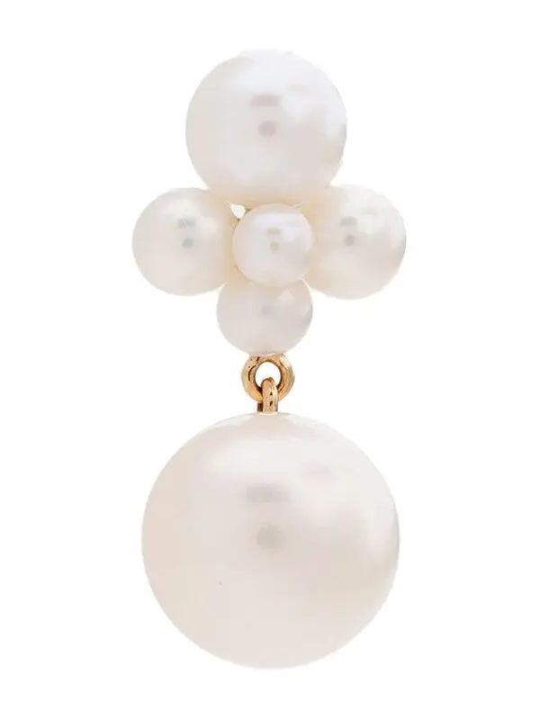 Sophie Bille Brahe 14kt Yellow Gold Thyra Pearl Drop Earring - White