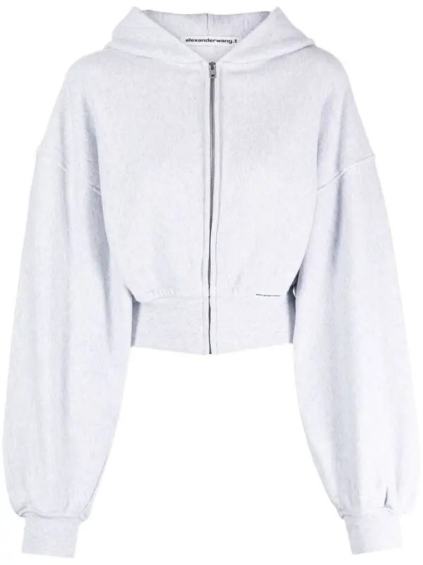 Alexander Wang Zip-up Cropped Hoodie - Grey