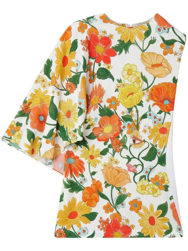Stella McCartney Lady Garden-print One-shoulder Top - Orange