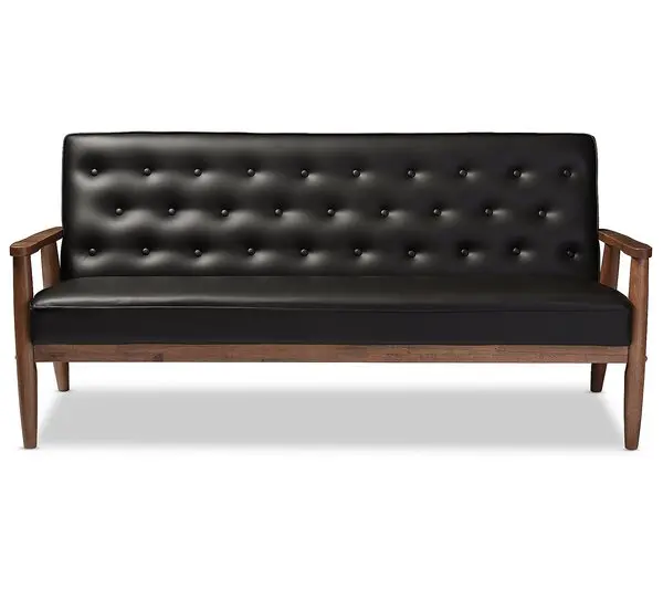 BAXTON STUDIO Sorrenti Mid-century Retro Modern Upholstered W Oden Sofa