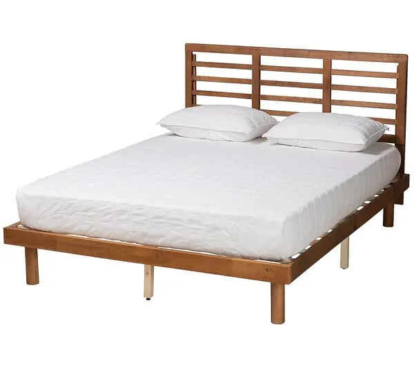 BAXTON STUDIO Lucine Ash Walnut Wood Queen Bed