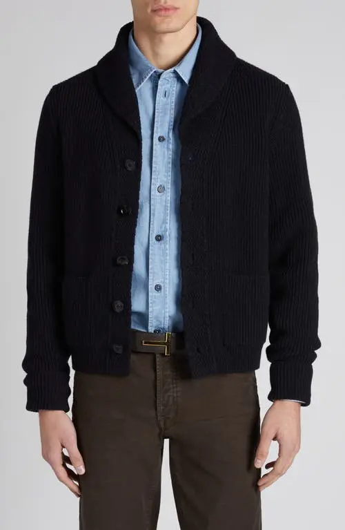 TOM FORD Shawl Collar Cashmere Cardigan - Hb906 Midnight Navy