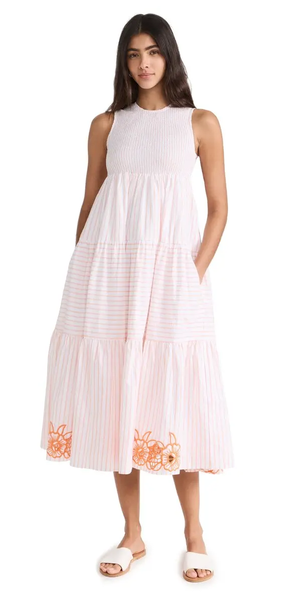 Fanm Mon Begonville Dress In Orange Stripes 75% Off Editorialist