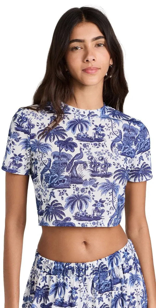 Staud Fernanda Toile Print Top - Blue Toile