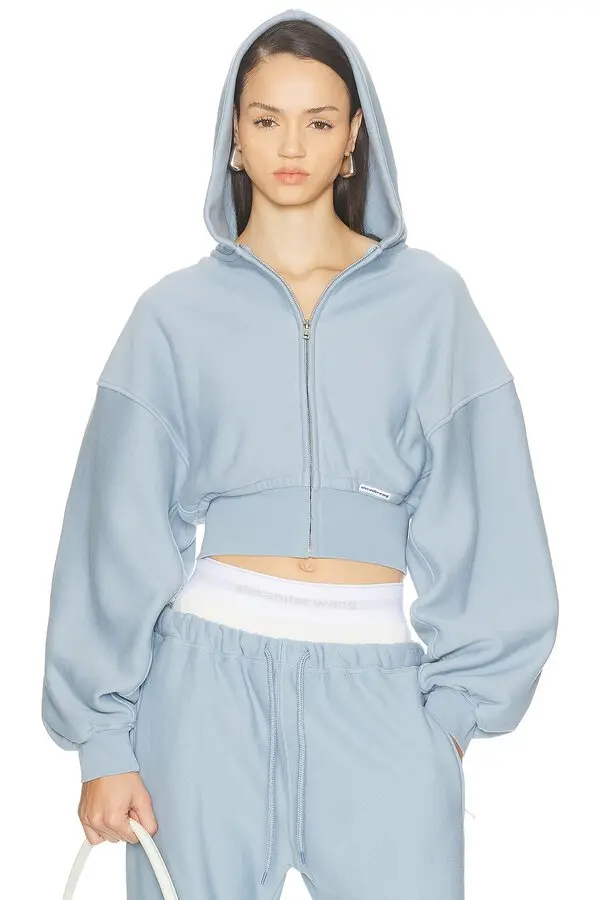 Alexander Wang Cropped Zip Up Jacket - Light Blue