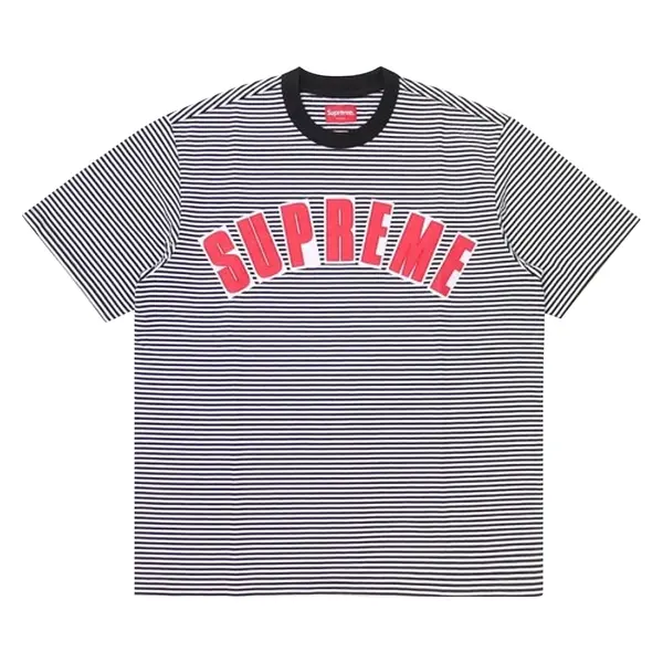 Supreme Arc Appliqué Striped Top - White