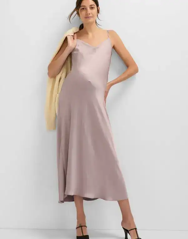 Madewell Hatch The Ricky Slip Maternity Midi Dress In Grey 40