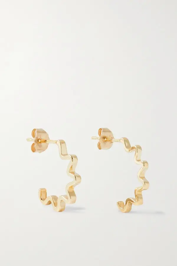 STONE AND STRAND Zig Zag 10-karat Hoop Earrings