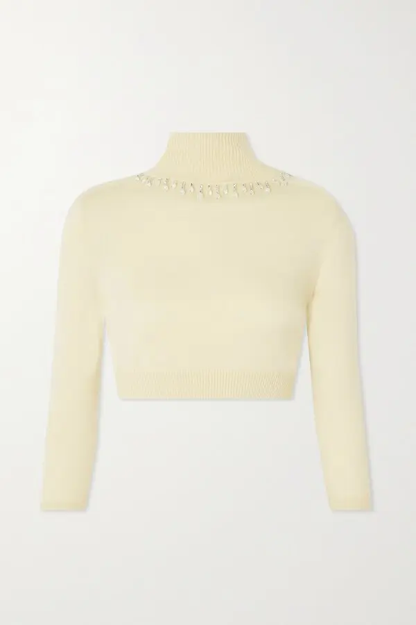Zimmermann Net Sustain Matchmaker Crystal-embellished Merino Wool Turtleneck Sweater