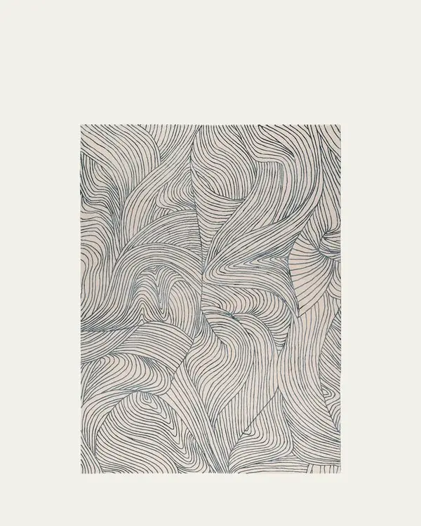 THE RUG COMPANY X ADAM HUNTER Waves Blue Hand-knotted Rug, 6' X 9