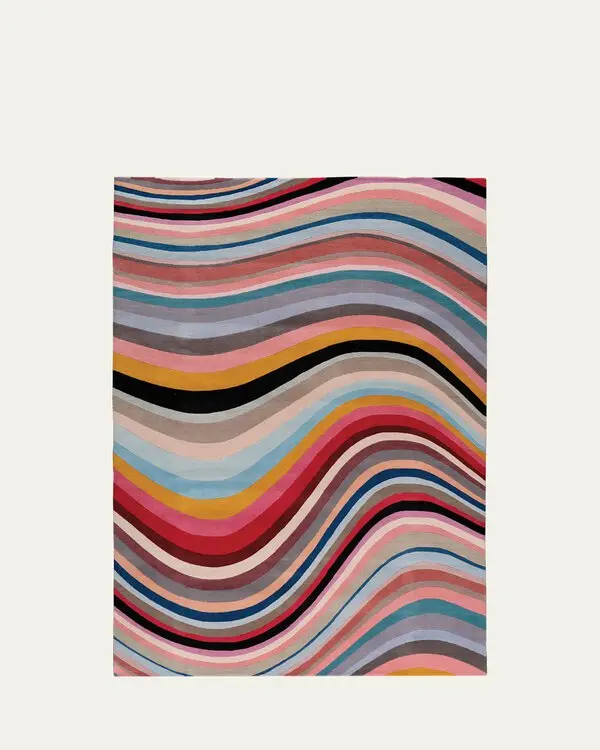 THE RUG COMPANY X PAUL SMITH Modern Swirl Hand-knotted Rug, 9' X 12 - Pink, Orange, Red Multi