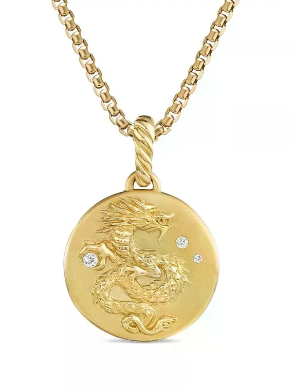 David Yurman 18kt Yellow Dragon Diamond Pendant - Gold